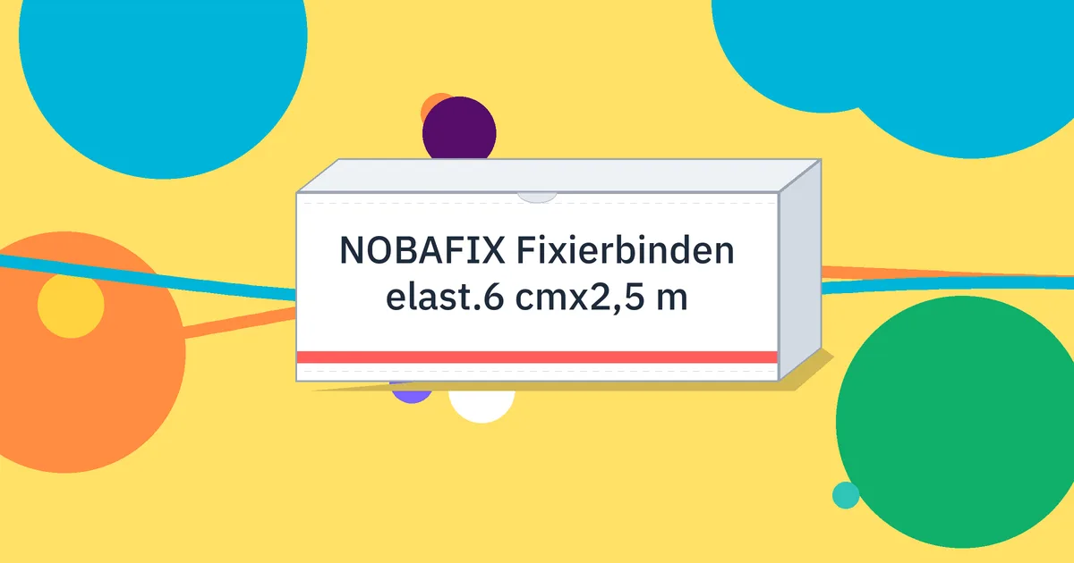 Symbolbild: Packung mit der Aufschrift NOBAFIX Fixierbinden elast.6 cmx2,5 m (PZN 11030228) – Verfügbarkeit und Bezug in Apotheken in Frankfurt am Main