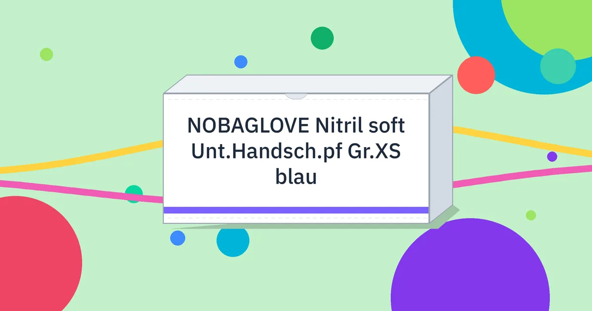 Symbolbild: Packung mit der Aufschrift NOBAGLOVE Nitril soft Unt.Handsch.pf Gr.XS blau (PZN 15624255) – Verfügbarkeit und Bezug in Apotheken in Frankfurt am Main
