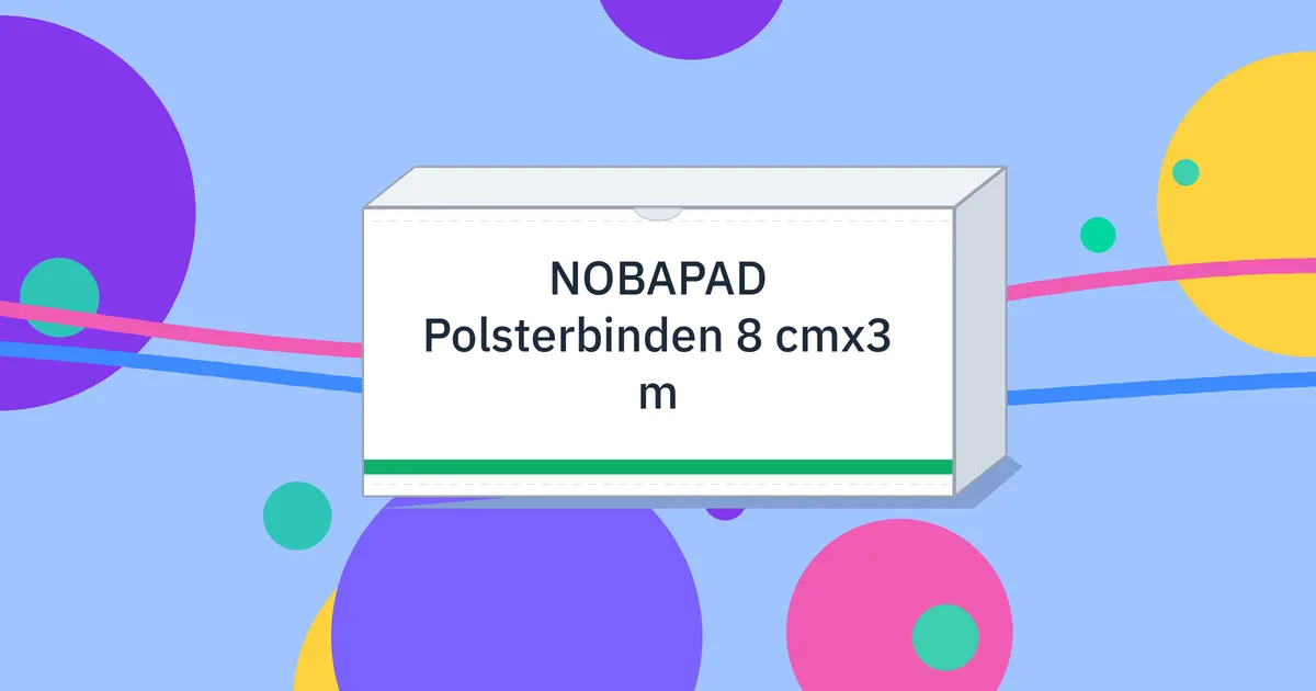 Symbolbild: Packung mit der Aufschrift NOBAPAD Polsterbinden 8 cmx3 m (PZN 07097899) – Verfügbarkeit und Bezug in Apotheken in Frankfurt am Main