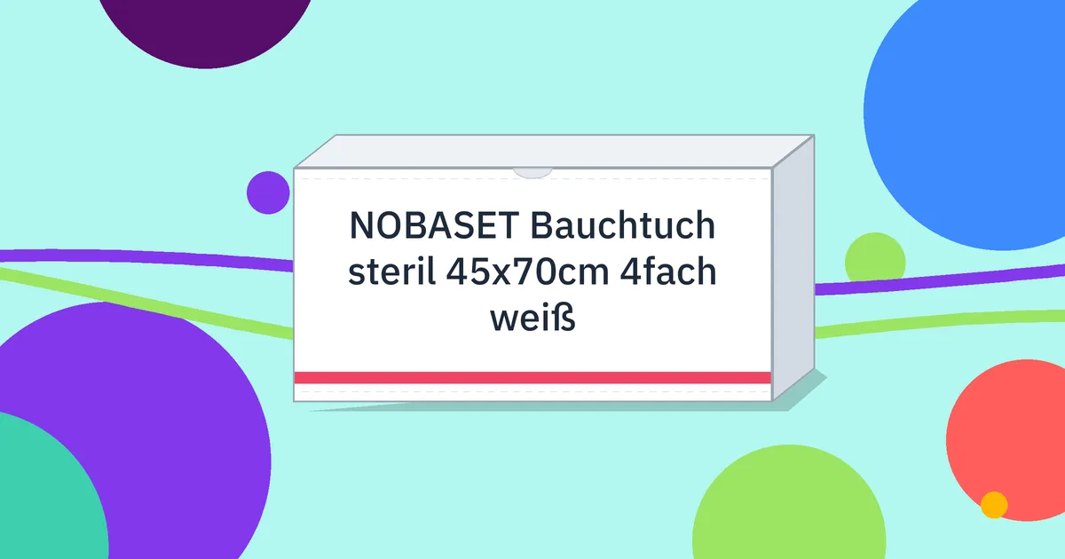 Symbolbild: Packung mit der Aufschrift NOBASET Bauchtuch steril 45x70cm 4fach weiß (PZN 17899602) – Verfügbarkeit und Bezug in Apotheken in Frankfurt am Main