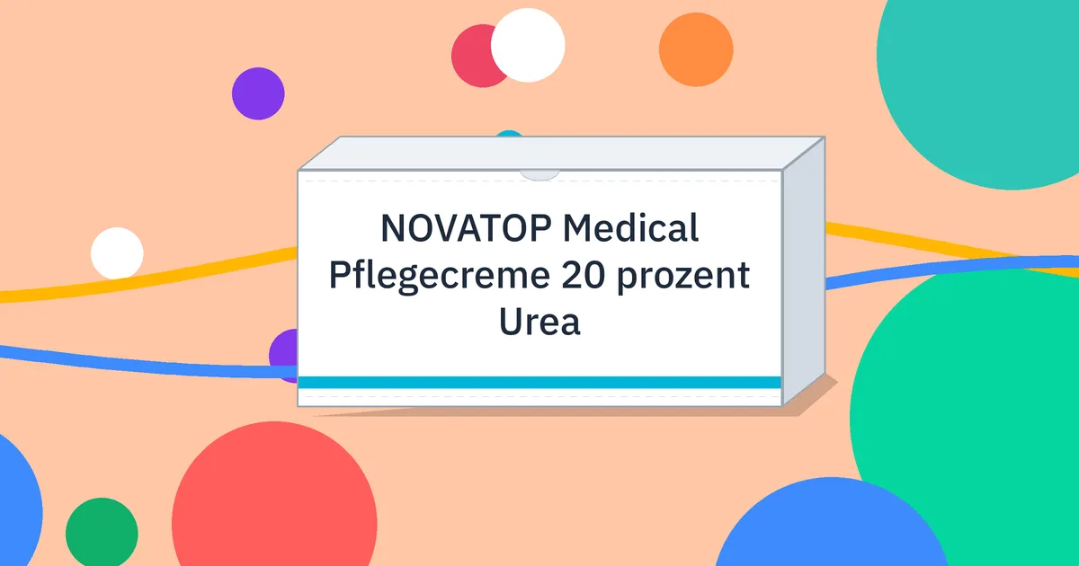 Symbolbild: Packung mit der Aufschrift NOVATOP Medical Pflegecreme 20 prozent Urea (PZN 06091647) – Verfügbarkeit und Bezug in Apotheken in Frankfurt am Main