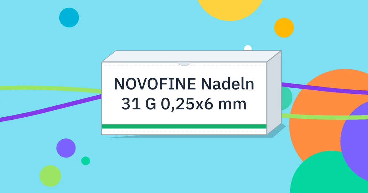 Symbolbild: Packung mit der Aufschrift NOVOFINE Nadeln 31 G 0,25x6 mm (PZN 19805048) – Verfügbarkeit und Bezug in Apotheken in Frankfurt am Main