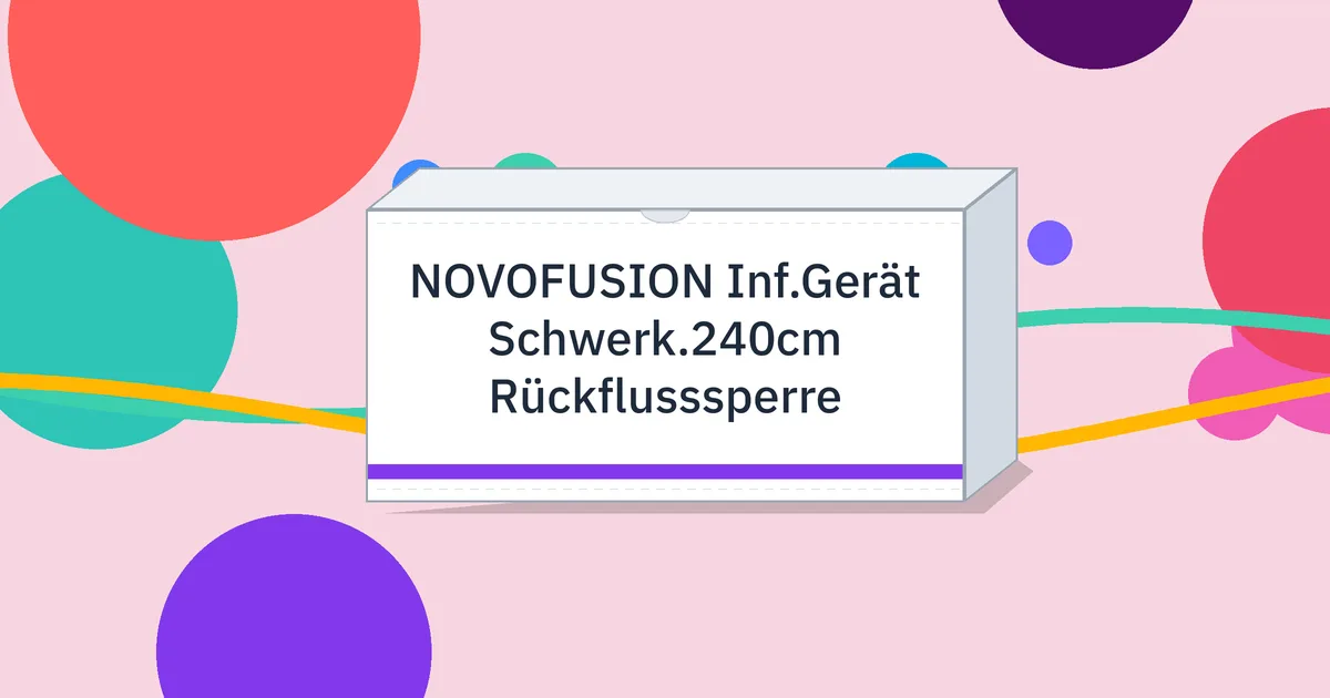 Symbolbild: Packung mit der Aufschrift NOVOFUSION Inf.Gerät Schwerk.240cm Rückflusssperre (PZN 17872767) – Verfügbarkeit und Bezug in Apotheken in Frankfurt am Main