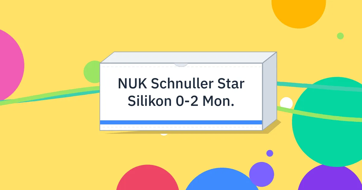 Symbolbild: Packung mit der Aufschrift NUK Schnuller Star Silikon 0-2 Mon. (PZN 17548920) – Verfügbarkeit und Bezug in Apotheken in Frankfurt am Main