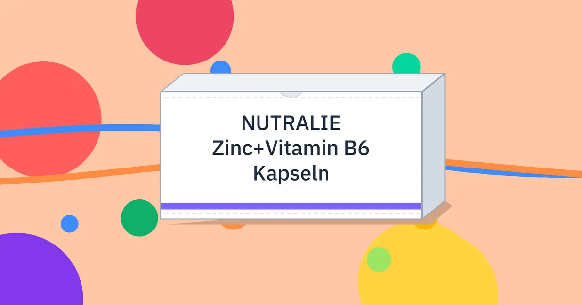 Symbolbild: Packung mit der Aufschrift NUTRALIE Zinc+Vitamin B6 Kapseln (PZN 18408115) – Verfügbarkeit und Bezug in Apotheken in Frankfurt am Main
