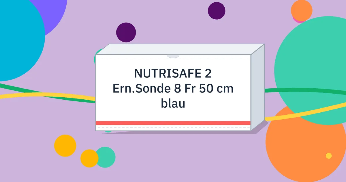 Symbolbild: Packung mit der Aufschrift NUTRISAFE 2 Ern.Sonde 8 Fr 50 cm blau (PZN 04874500) – Verfügbarkeit und Bezug in Apotheken in Frankfurt am Main
