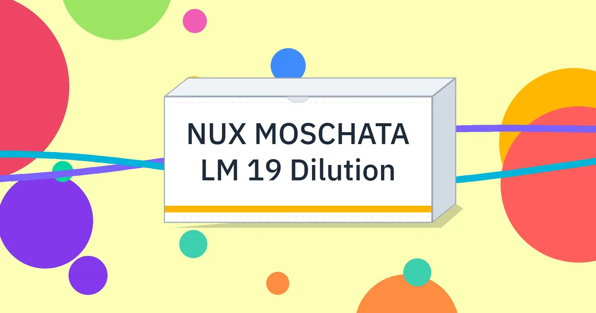 Symbolbild: Packung mit der Aufschrift NUX MOSCHATA LM 19 Dilution (PZN 12970034) – Verfügbarkeit und Bezug in Apotheken in Frankfurt am Main