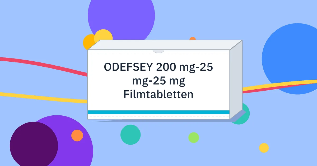 Symbolbild: Packung mit der Aufschrift ODEFSEY 200 mg-25 mg-25 mg Filmtabletten (PZN 17305867) – Verfügbarkeit und Bezug in Apotheken in Frankfurt am Main