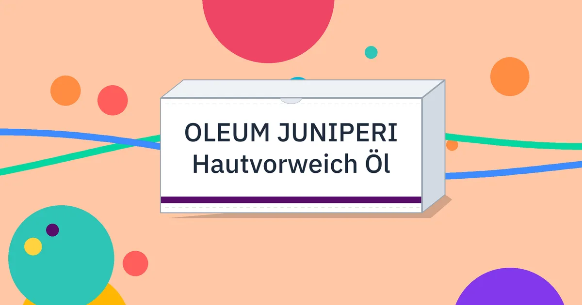 Symbolbild: Packung mit der Aufschrift OLEUM JUNIPERI Hautvorweich Öl (PZN 07364604) – Verfügbarkeit und Bezug in Apotheken in Frankfurt am Main