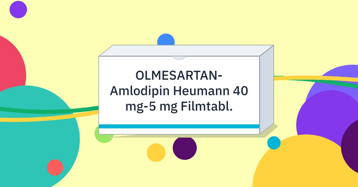 Symbolbild: Packung mit der Aufschrift OLMESARTAN-Amlodipin Heumann 40 mg-5 mg Filmtabl. (PZN 14214822) – Verfügbarkeit und Bezug in Apotheken in Frankfurt am Main