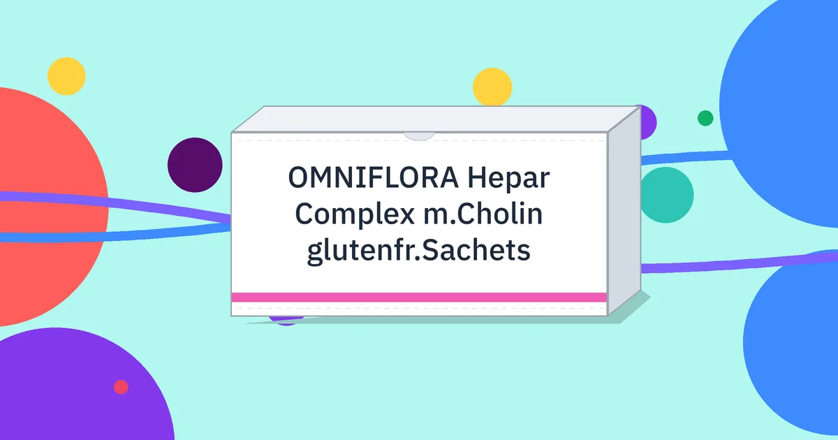 Symbolbild: Packung mit der Aufschrift OMNIFLORA Hepar Complex m.Cholin glutenfr.Sachets (PZN 20187785) – Verfügbarkeit und Bezug in Apotheken in Frankfurt am Main