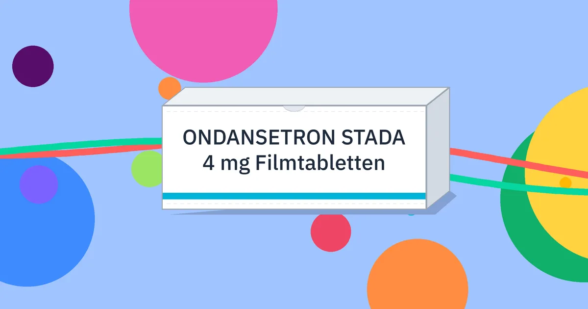 Symbolbild: Packung mit der Aufschrift ONDANSETRON STADA 4 mg Filmtabletten (PZN 19976086) – Verfügbarkeit und Bezug in Apotheken in Frankfurt am Main