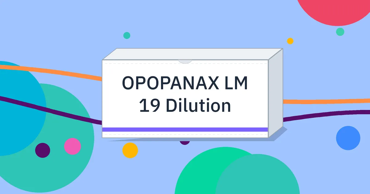 Symbolbild: Packung mit der Aufschrift OPOPANAX LM 19 Dilution (PZN 13627166) – Verfügbarkeit und Bezug in Apotheken in Frankfurt am Main