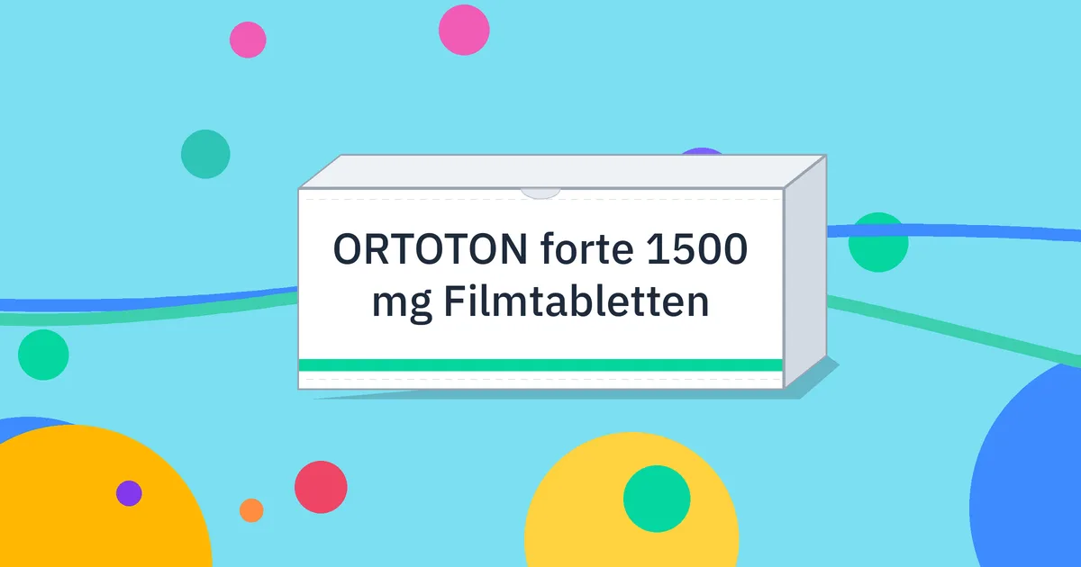 Symbolbild: Packung mit der Aufschrift ORTOTON forte 1500 mg Filmtabletten (PZN 18135120) – Verfügbarkeit und Bezug in Apotheken in Frankfurt am Main