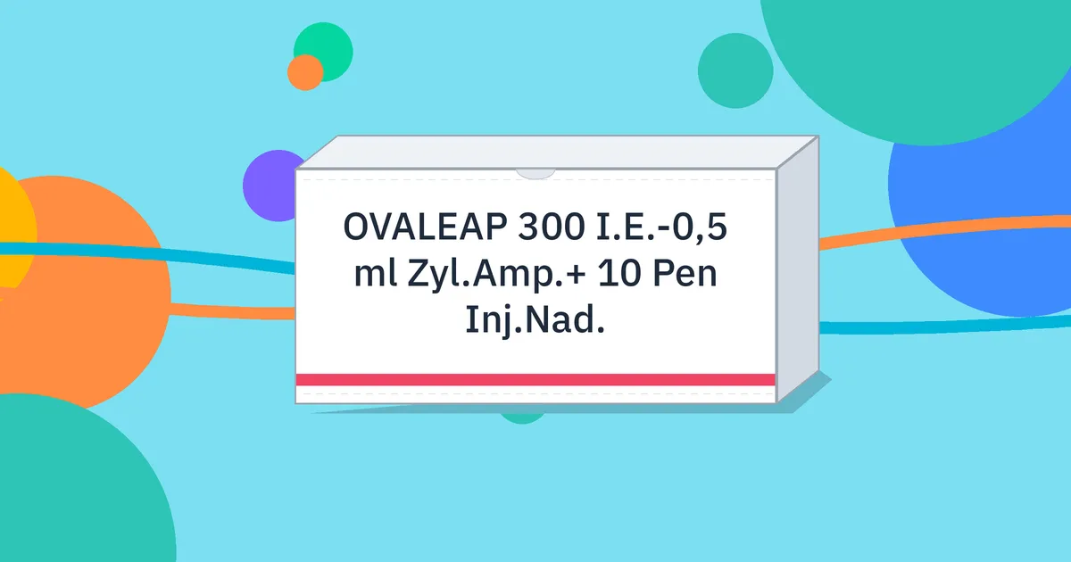 Symbolbild: Packung mit der Aufschrift OVALEAP 300 I.E.-0,5 ml Zyl.Amp.+ 10 Pen Inj.Nad. (PZN 12414675) – Verfügbarkeit und Bezug in Apotheken in Frankfurt am Main