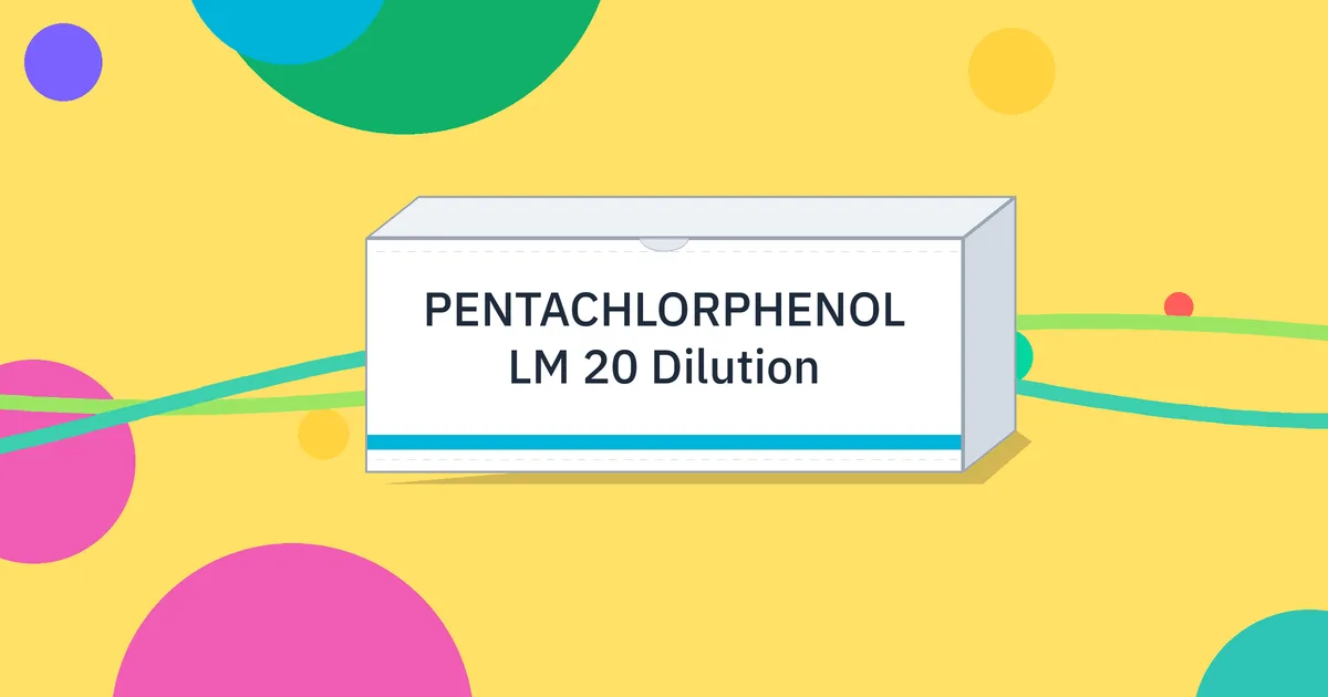 Symbolbild: Packung mit der Aufschrift PENTACHLORPHENOL LM 20 Dilution (PZN 13634255) – Verfügbarkeit und Bezug in Apotheken in Frankfurt am Main