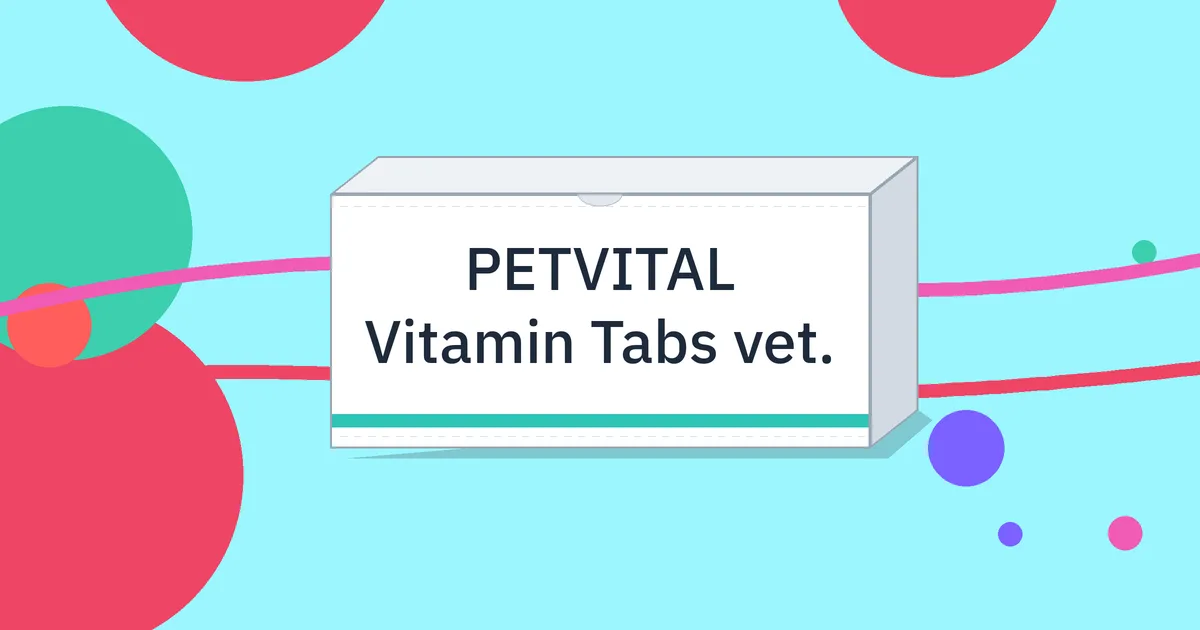Symbolbild: Packung mit der Aufschrift PETVITAL Vitamin Tabs vet. (PZN 04315798) – Verfügbarkeit und Bezug in Apotheken in Frankfurt am Main