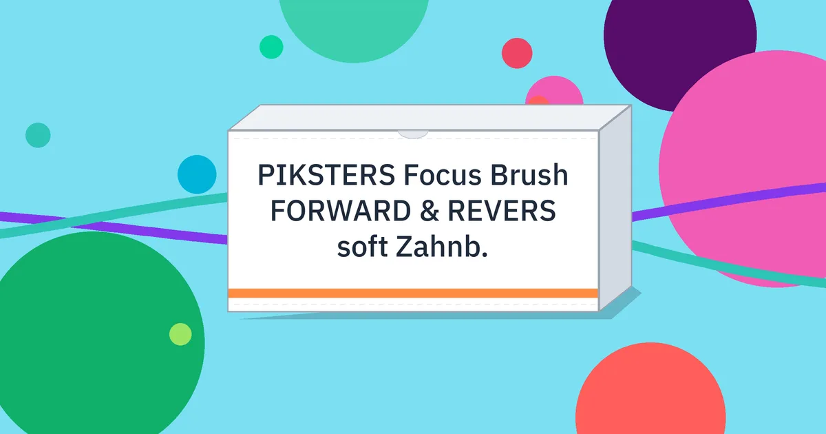 Symbolbild: Packung mit der Aufschrift PIKSTERS Focus Brush FORWARD & REVERS soft Zahnb. (PZN 17593381) – Verfügbarkeit und Bezug in Apotheken in Frankfurt am Main