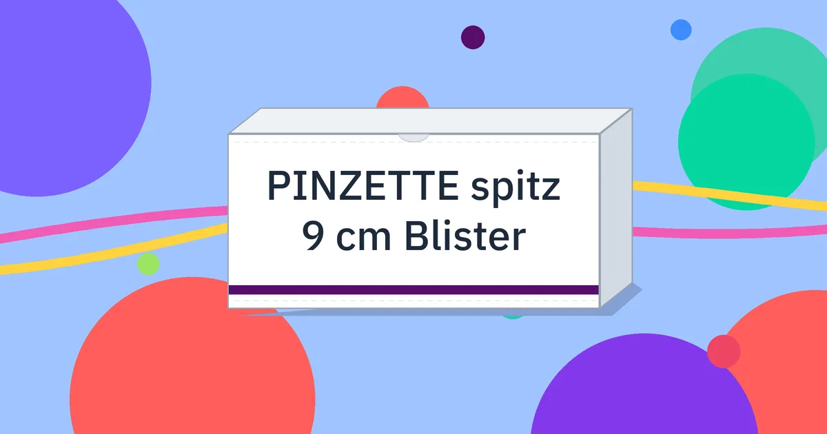 Symbolbild: Packung mit der Aufschrift PINZETTE spitz 9 cm Blister (PZN 10350310) – Verfügbarkeit und Bezug in Apotheken in Frankfurt am Main