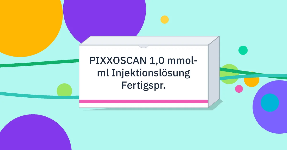 Symbolbild: Packung mit der Aufschrift PIXXOSCAN 1,0 mmol-ml Injektionslösung Fertigspr. (PZN 18456485) – Verfügbarkeit und Bezug in Apotheken in Frankfurt am Main
