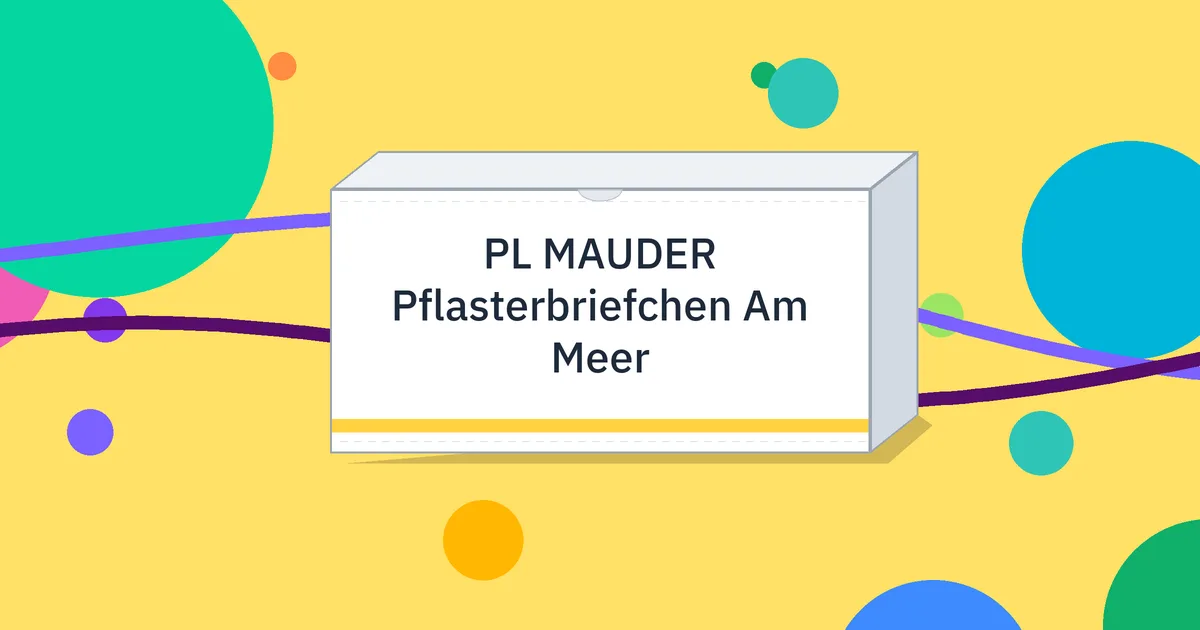 Symbolbild: Packung mit der Aufschrift PL MAUDER Pflasterbriefchen Am Meer (PZN 19435396) – Verfügbarkeit und Bezug in Apotheken in Frankfurt am Main