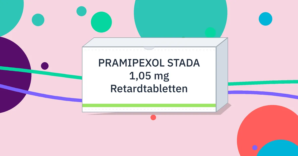 Symbolbild: Packung mit der Aufschrift PRAMIPEXOL STADA 1,05 mg Retardtabletten (PZN 16733029) – Verfügbarkeit und Bezug in Apotheken in Frankfurt am Main