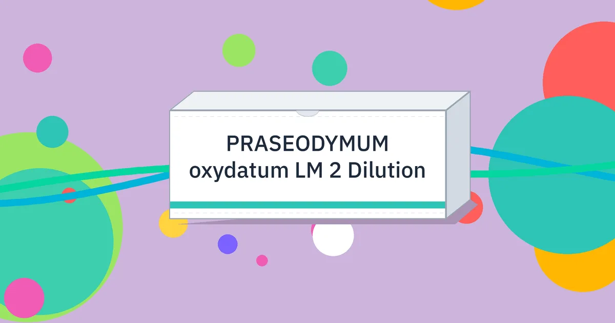 Symbolbild: Packung mit der Aufschrift PRASEODYMUM oxydatum LM 2 Dilution (PZN 13666456) – Verfügbarkeit und Bezug in Apotheken in Frankfurt am Main