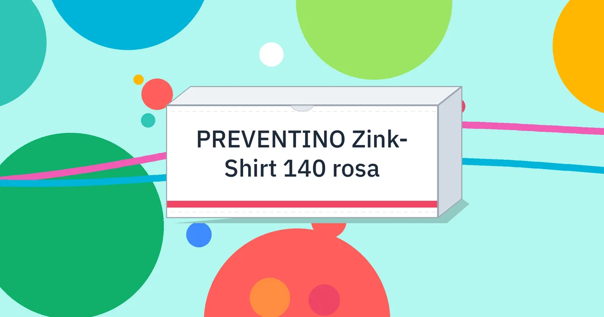Symbolbild: Packung mit der Aufschrift PREVENTINO Zink-Shirt 140 rosa (PZN 12446907) – Verfügbarkeit und Bezug in Apotheken in Frankfurt am Main