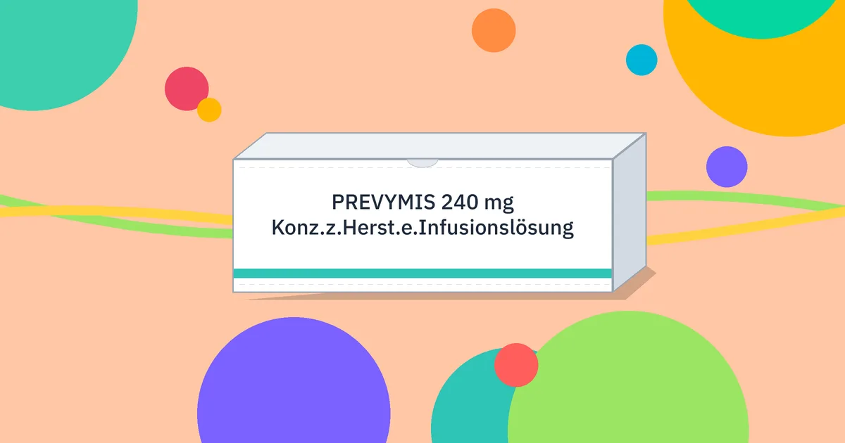 Symbolbild: Packung mit der Aufschrift PREVYMIS 240 mg Konz.z.Herst.e.Infusionslösung (PZN 13863530) – Verfügbarkeit und Bezug in Apotheken in Frankfurt am Main