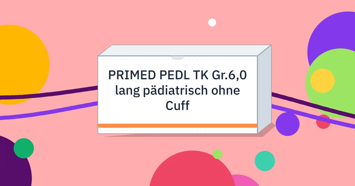 Symbolbild: Packung mit der Aufschrift PRIMED PEDL TK Gr.6,0 lang pädiatrisch ohne Cuff (PZN 14365099) – Verfügbarkeit und Bezug in Apotheken in Frankfurt am Main