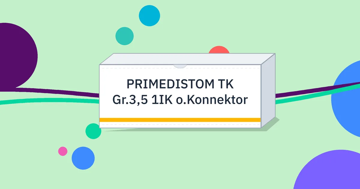 Symbolbild: Packung mit der Aufschrift PRIMEDISTOM TK Gr.3,5 1IK o.Konnektor (PZN 10316431) – Verfügbarkeit und Bezug in Apotheken in Frankfurt am Main