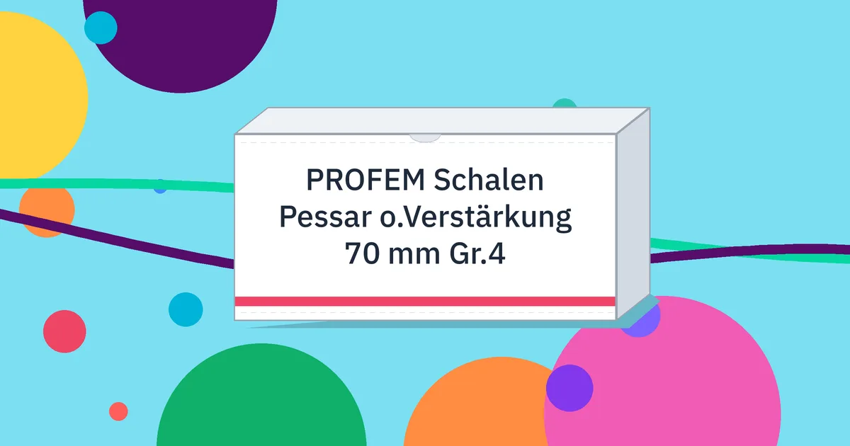 Symbolbild: Packung mit der Aufschrift PROFEM Schalen Pessar o.Verstärkung 70 mm Gr.4 (PZN 11673127) – Verfügbarkeit und Bezug in Apotheken in Frankfurt am Main