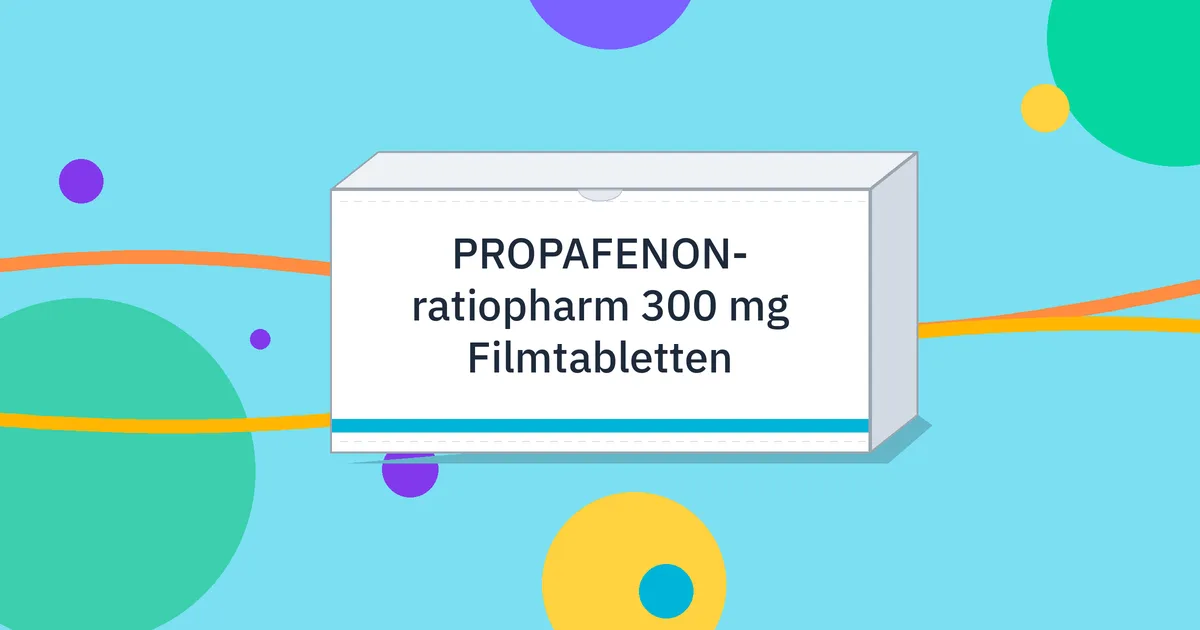 Symbolbild: Packung mit der Aufschrift PROPAFENON-ratiopharm 300 mg Filmtabletten (PZN 06890905) – Verfügbarkeit und Bezug in Apotheken in Frankfurt am Main