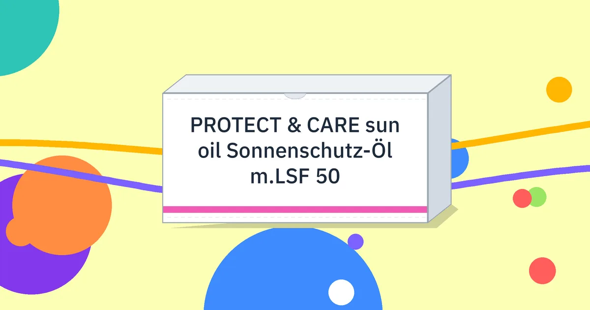 Symbolbild: Packung mit der Aufschrift PROTECT & CARE sun oil Sonnenschutz-Öl m.LSF 50 (PZN 18361514) – Verfügbarkeit und Bezug in Apotheken in Frankfurt am Main