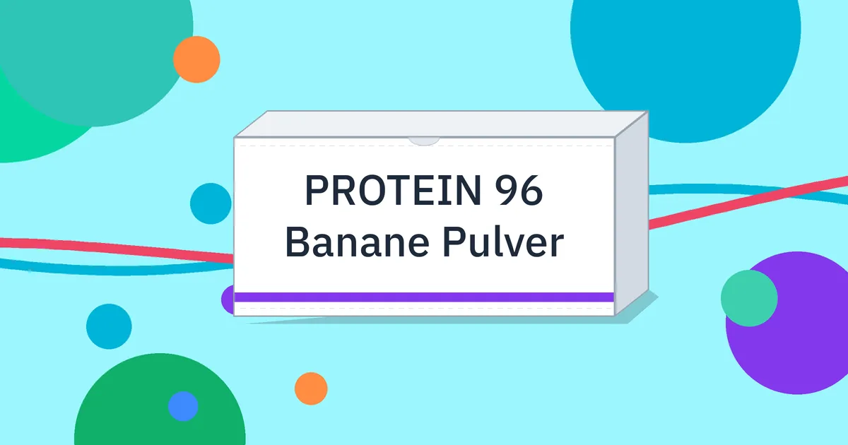 Symbolbild: Packung mit der Aufschrift PROTEIN 96 Banane Pulver (PZN 10533944) – Verfügbarkeit und Bezug in Apotheken in Frankfurt am Main