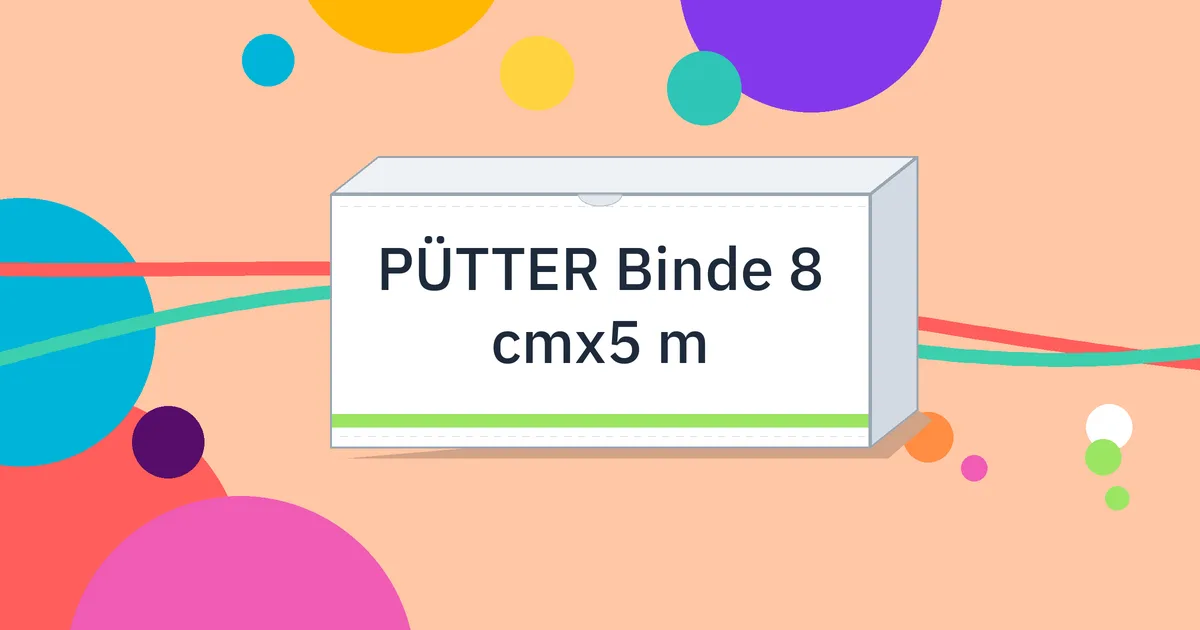 Symbolbild: Packung mit der Aufschrift PÜTTER Binde 8 cmx5 m (PZN 18800066) – Verfügbarkeit und Bezug in Apotheken in Frankfurt am Main