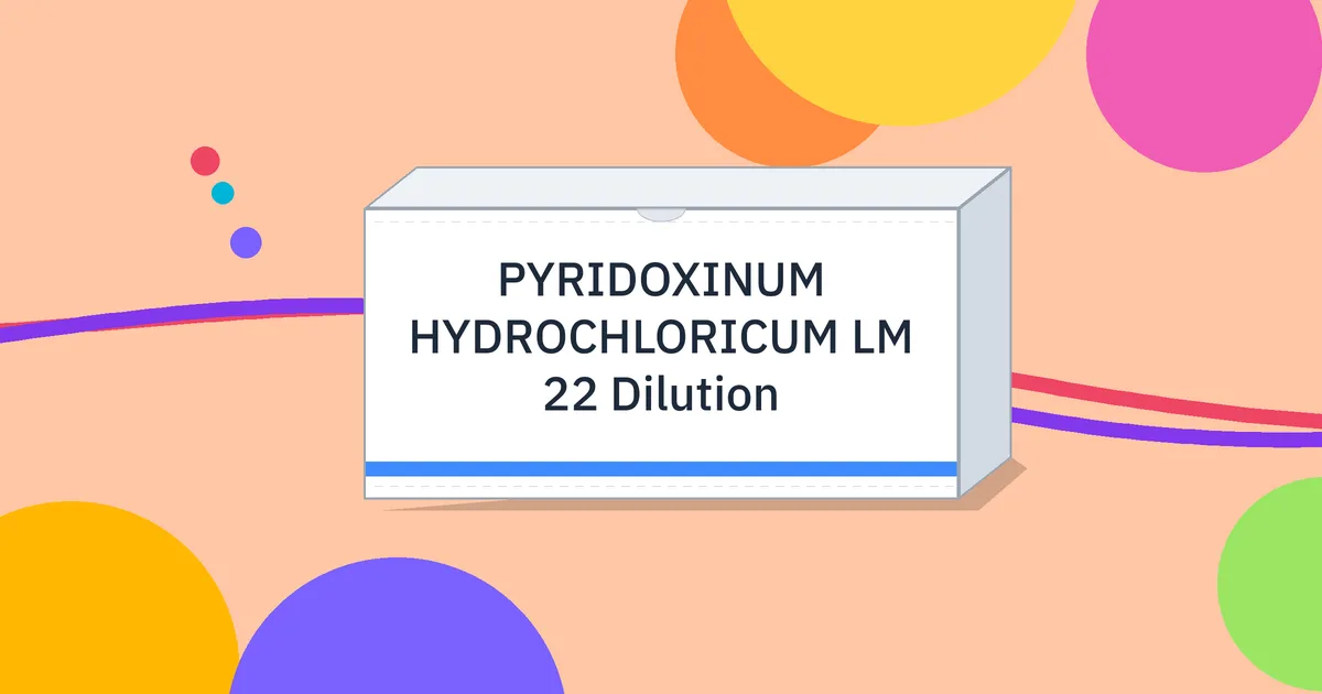 Symbolbild: Packung mit der Aufschrift PYRIDOXINUM HYDROCHLORICUM LM 22 Dilution (PZN 13672385) – Verfügbarkeit und Bezug in Apotheken in Frankfurt am Main