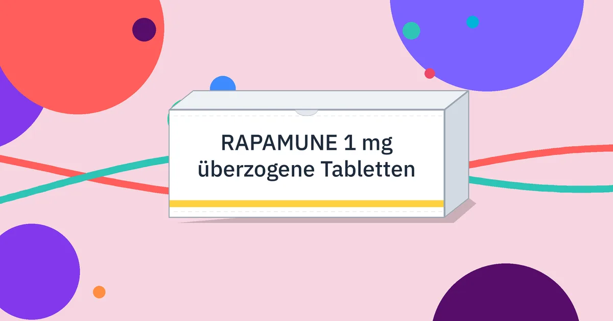 Symbolbild: Packung mit der Aufschrift RAPAMUNE 1 mg überzogene Tabletten (PZN 15609089) – Verfügbarkeit und Bezug in Apotheken in Frankfurt am Main