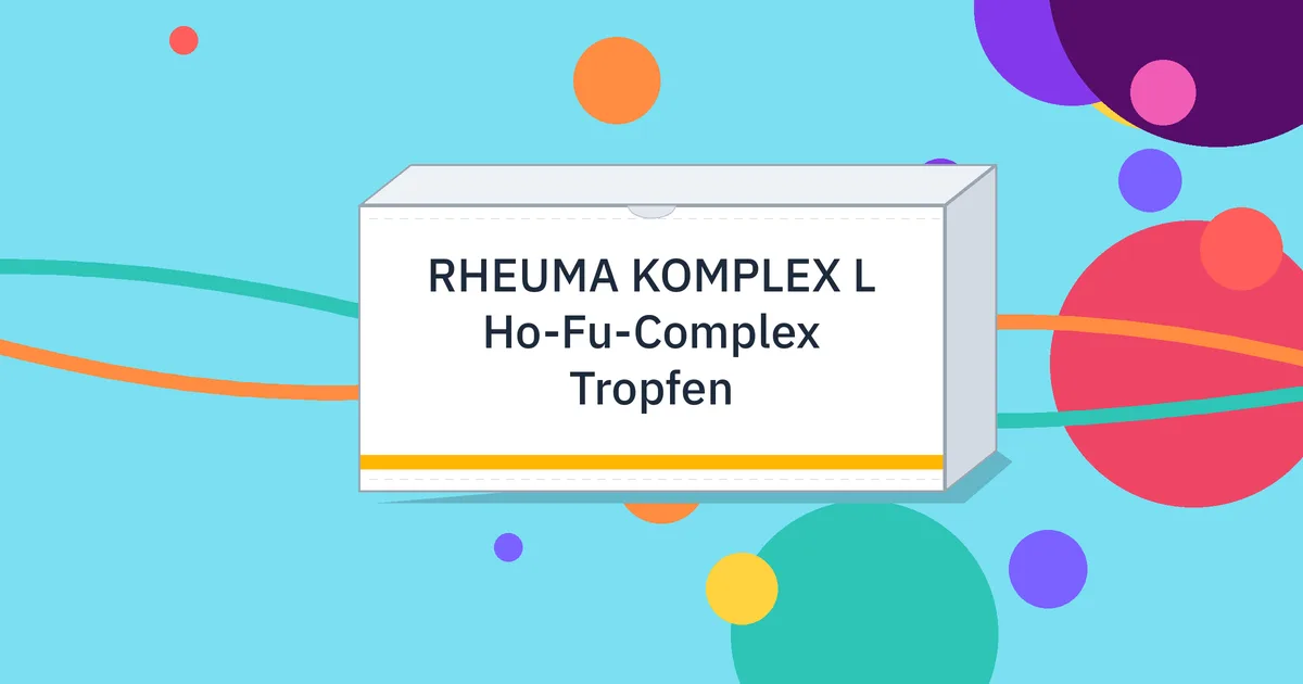 Symbolbild: Packung mit der Aufschrift RHEUMA KOMPLEX L Ho-Fu-Complex Tropfen (PZN 01742784) – Verfügbarkeit und Bezug in Apotheken in Frankfurt am Main