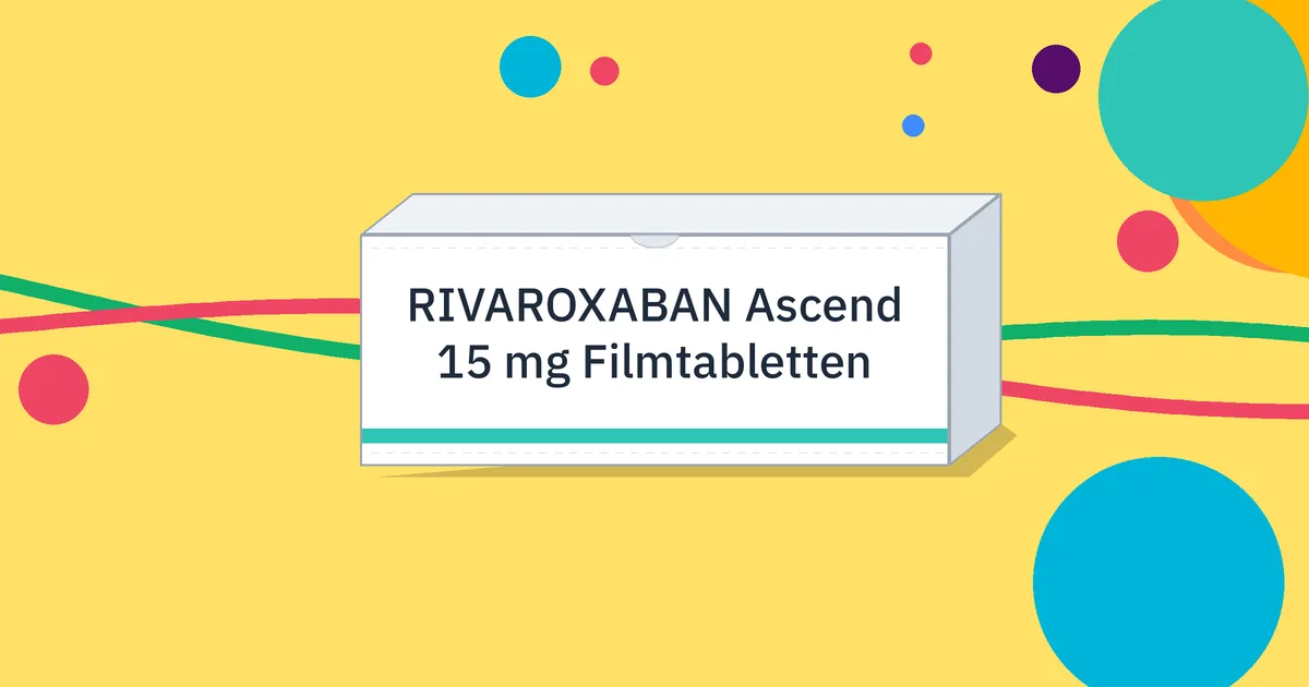 Symbolbild: Packung mit der Aufschrift RIVAROXABAN Ascend 15 mg Filmtabletten (PZN 20161975) – Verfügbarkeit und Bezug in Apotheken in Frankfurt am Main