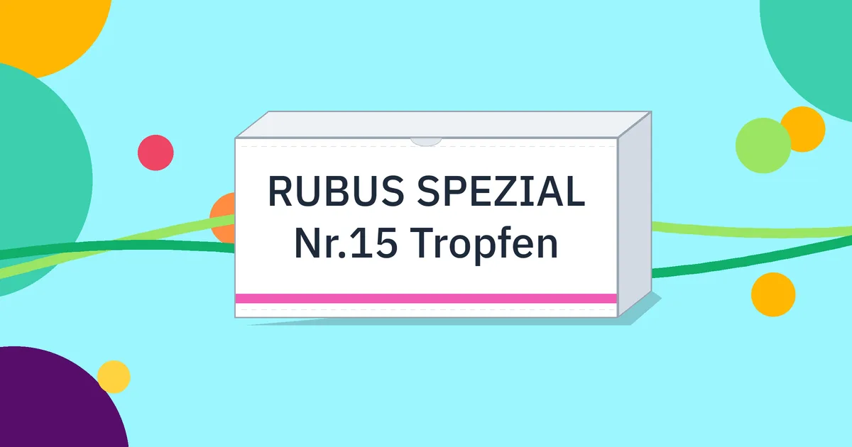 Symbolbild: Packung mit der Aufschrift RUBUS SPEZIAL Nr.15 Tropfen (PZN 00889746) – Verfügbarkeit und Bezug in Apotheken in Frankfurt am Main