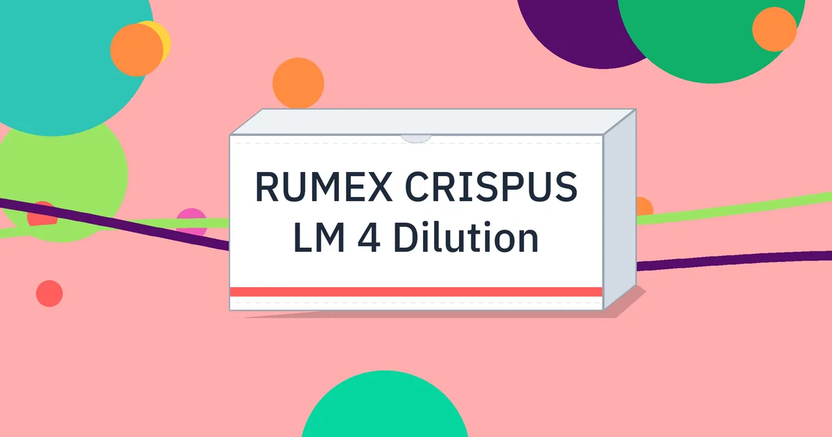Symbolbild: Packung mit der Aufschrift RUMEX CRISPUS LM 4 Dilution (PZN 13172659) – Verfügbarkeit und Bezug in Apotheken in Frankfurt am Main