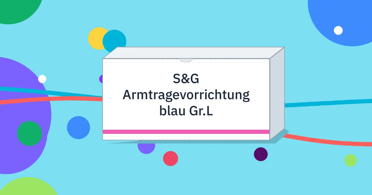 Symbolbild: Packung mit der Aufschrift S&G Armtragevorrichtung blau Gr.L (PZN 05043876) – Verfügbarkeit und Bezug in Apotheken in Frankfurt am Main