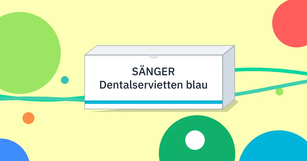 Symbolbild: Packung mit der Aufschrift SÄNGER Dentalservietten blau (PZN 00774167) – Verfügbarkeit und Bezug in Apotheken in Frankfurt am Main