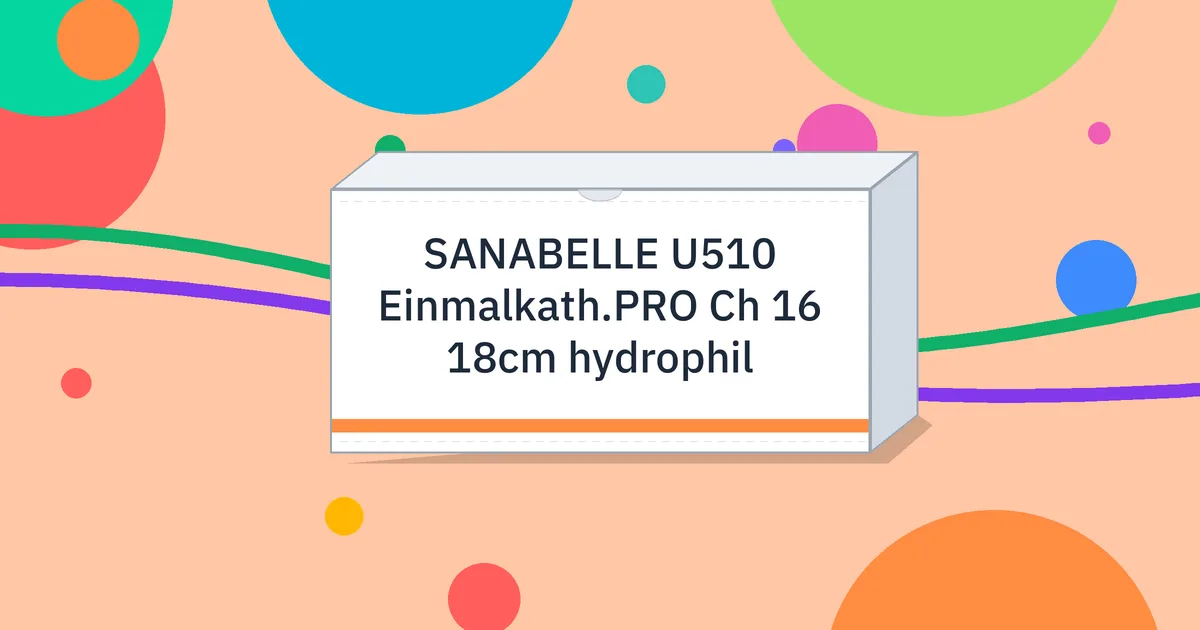 Symbolbild: Packung mit der Aufschrift SANABELLE U510 Einmalkath.PRO Ch 16 18cm hydrophil (PZN 15269771) – Verfügbarkeit und Bezug in Apotheken in Frankfurt am Main
