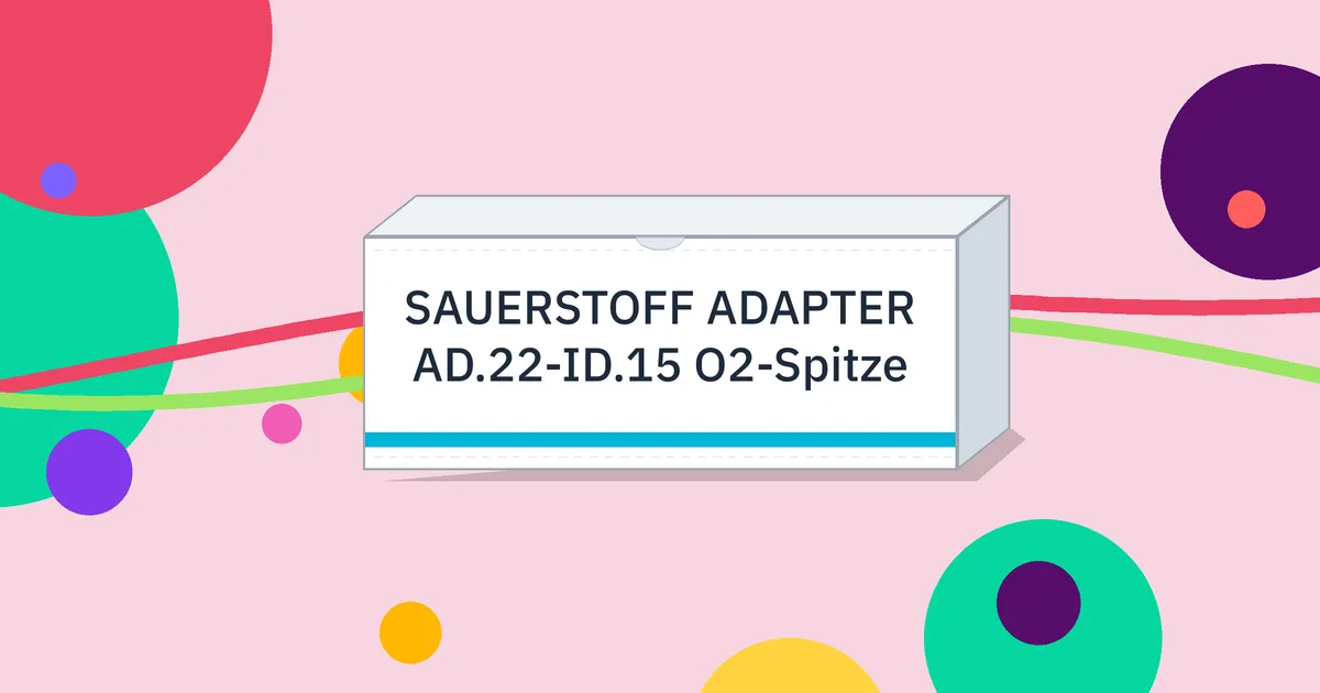Symbolbild: Packung mit der Aufschrift SAUERSTOFF ADAPTER AD.22-ID.15 O2-Spitze (PZN 17432028) – Verfügbarkeit und Bezug in Apotheken in Frankfurt am Main