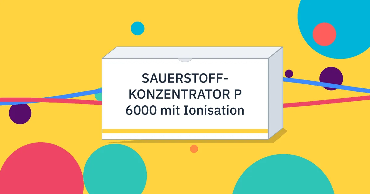 Symbolbild: Packung mit der Aufschrift SAUERSTOFF-KONZENTRATOR P 6000 mit Ionisation (PZN 10210218) – Verfügbarkeit und Bezug in Apotheken in Frankfurt am Main