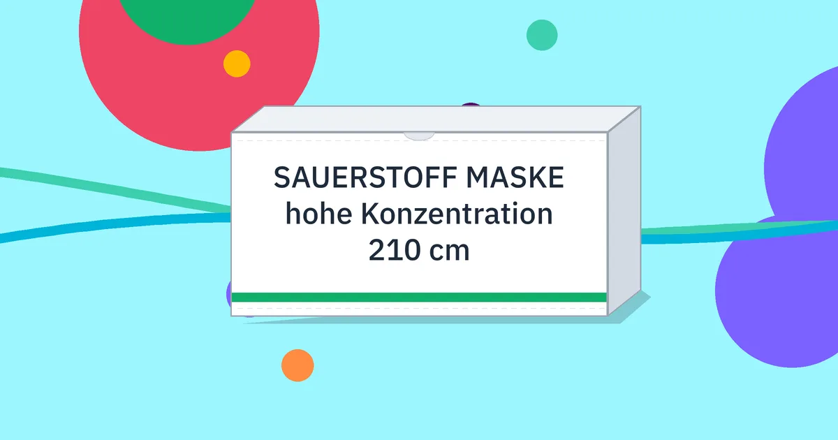 Symbolbild: Packung mit der Aufschrift SAUERSTOFF MASKE hohe Konzentration 210 cm (PZN 06830487) – Verfügbarkeit und Bezug in Apotheken in Frankfurt am Main