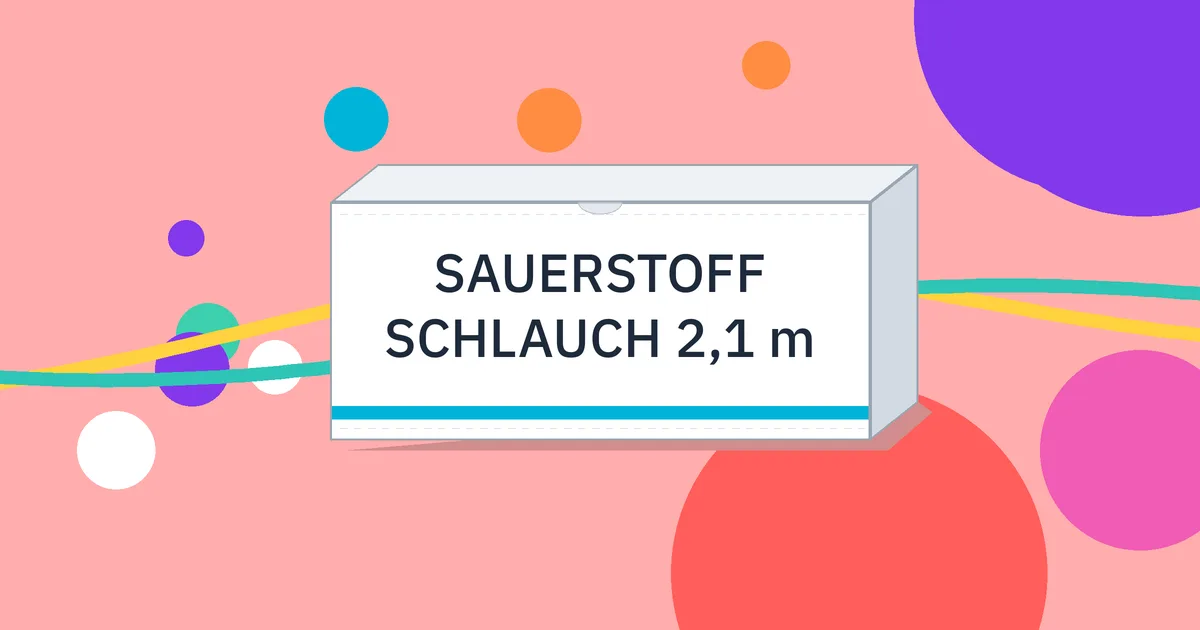 Symbolbild: Packung mit der Aufschrift SAUERSTOFF SCHLAUCH 2,1 m (PZN 07353032) – Verfügbarkeit und Bezug in Apotheken in Frankfurt am Main