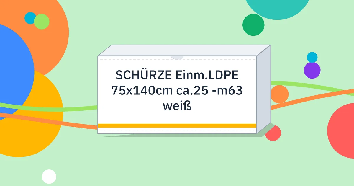 Symbolbild: Packung mit der Aufschrift SCHÜRZE Einm.LDPE 75x140cm ca.25 -m63 weiß (PZN 20606762) – Verfügbarkeit und Bezug in Apotheken in Frankfurt am Main